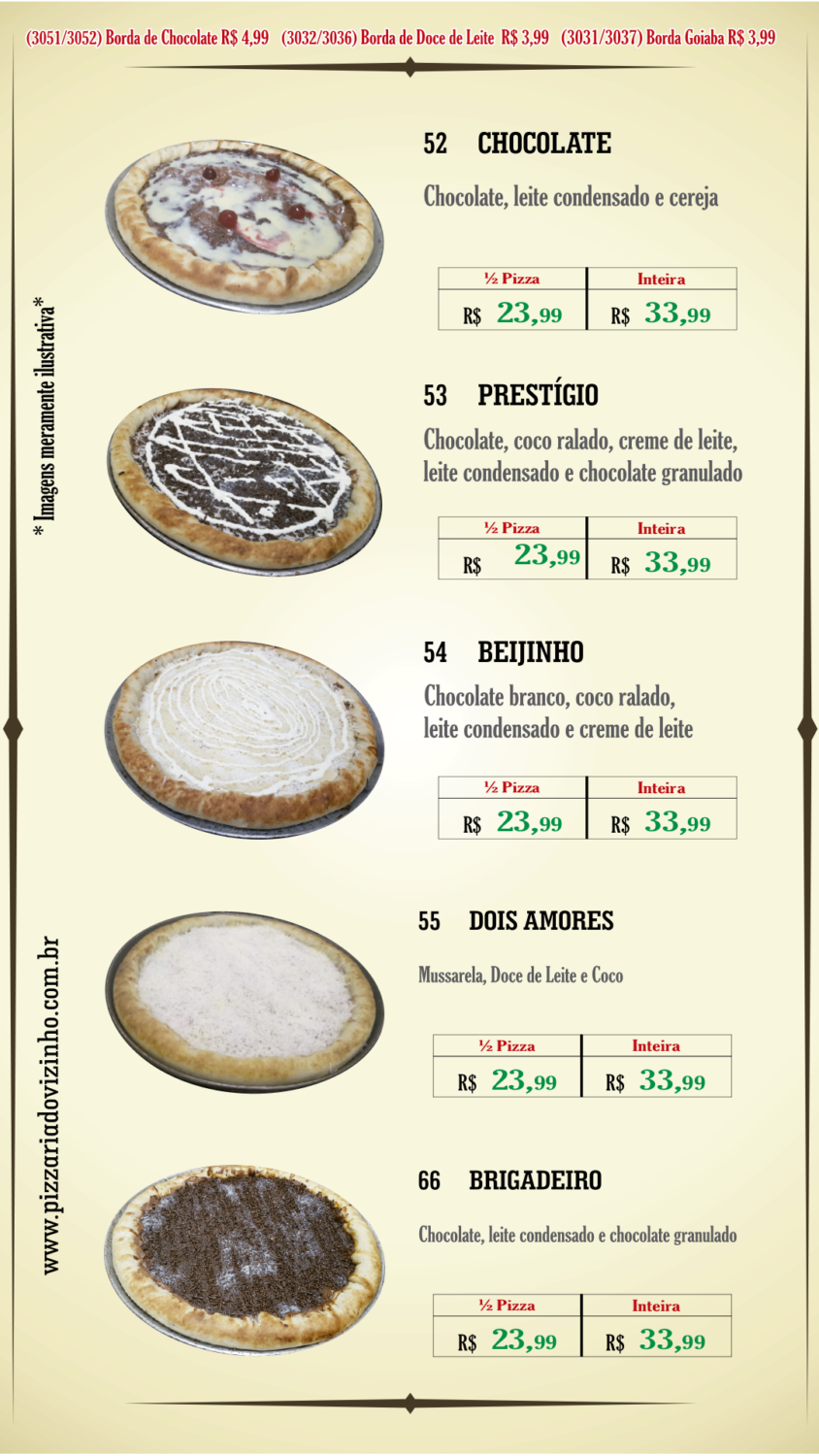 Cardápio - Sabores da Pizza a Pizzaria do Vizinho