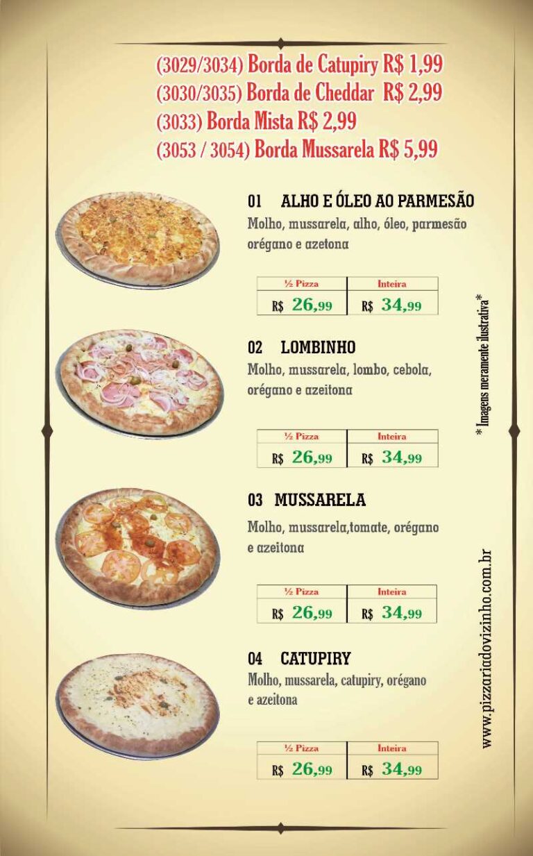 Cardápio - Sabores da Pizza a Pizzaria do Vizinho